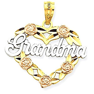IceCarats 14K Two Tone Gold White Grandma Heart Love Necklace Nana Charm Grandmother Pendant Only