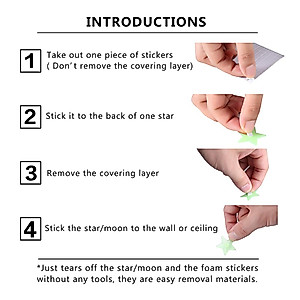 Glow in The Dark Stars Stickers for Ceiling, Adhesive 200pcs 3D Glowing Stars and Moon for Kids Bedroom,Luminous Stars Stickers Create a Realistic Starry Sky,Room Decor,Wall Stickers