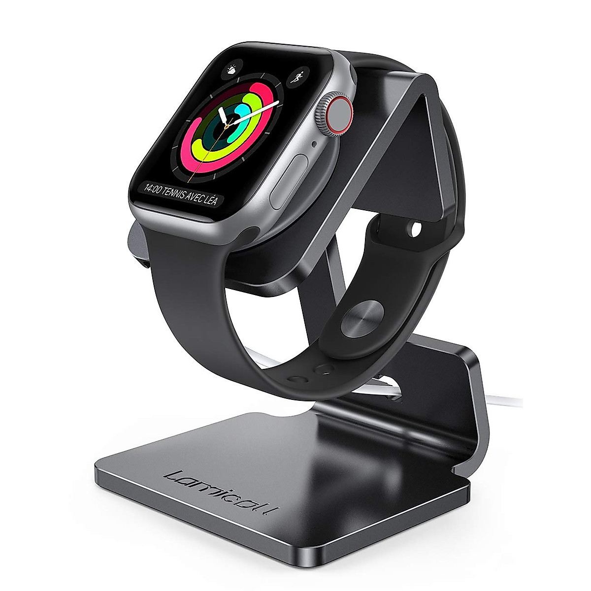 Lamicall Stand for Apple Watch, Charging Stand - Desk Watch Stand Holder Charging Dock Station compatible with Apple Watch Series SE Ultra/Series 8/7/6/5/4/3/2/1, 49mm/45mm/44mm/42mm/41mm/ 38mm, Black