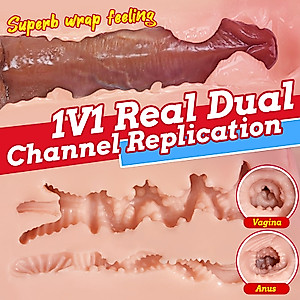 Vibrating Sex Dolls Male Masturbators with 10 Vibration Modes, Pussy Ass Masturbator with Realistic Grainy Skin, Automatic Pocket Pussy Hands Free 3D Lifelike Sex Toy for Men Masturbation