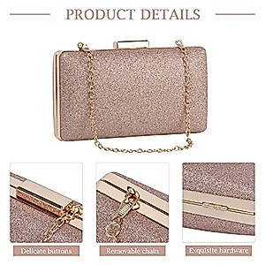 Emprier Women's Vintage Evening Handbag Glitter Bridal Prom Clutch Handbag Wedding Party Envelope Purse Shoulder Bag