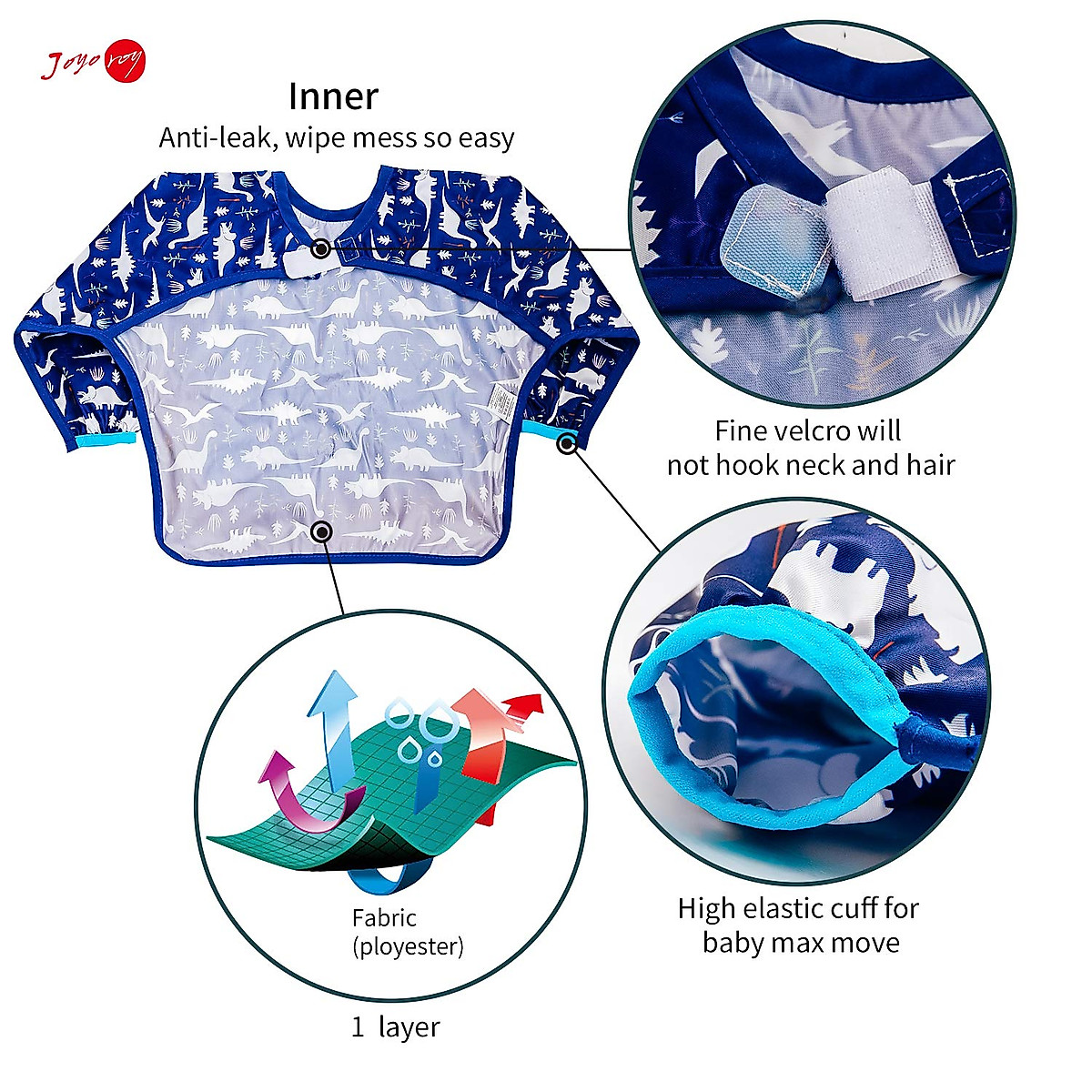 Joyo roy Long Sleeve Bibs For Babies Baby Bibs For Eating Smock Plastic Bibs Baby Bibs Weaning Bib Smock Bibs For Babies Baberos Para Bebe Niño Baby Smock For Eating Baby Apron For Eating