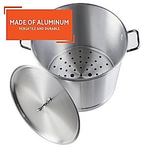 IMUSA Aluminum Steamer Dual Piece Set, 28Qt and 10Qt, Silver