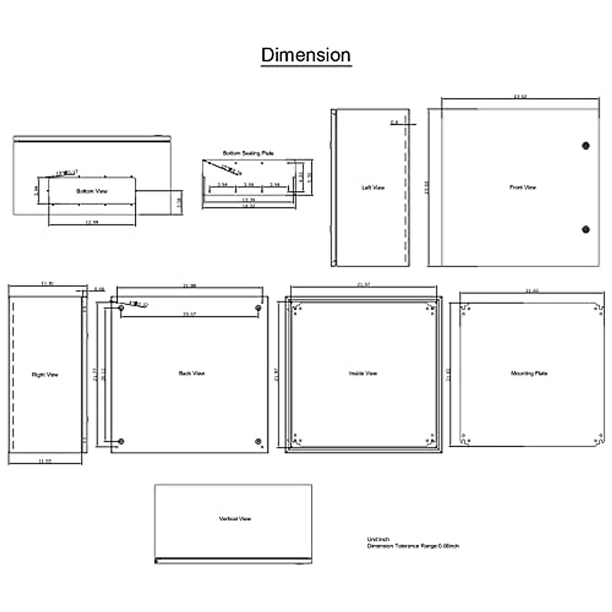 VEVOR NEMA Steel Enclosure, 24 x 24 x 12'' NEMA 4X Steel Electrical Box, IP66 Waterproof & Dustproof, Outdoor/Indoor Electrical Junction Box, with Mounting Plate