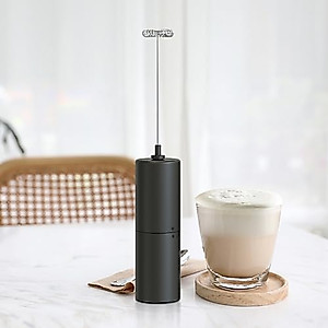 Simpleasy Milk Frother Handheld Battery Operated, Coffee Frother for Milk Foaming, Latte/Cappuccino Frother Mini Frappe Mixer for Drink, Foam Maker, Hot Chocolate, Egg (Black)