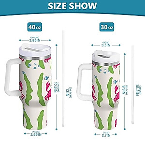RPLIFE Cute Pink Crabs 40 Oz Tumbler with Handle and Straw, 30 Oz Tumbler, Tumbler for Men