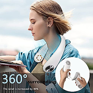 EMHFLYFN Portable Neck Fan Upgraded Hand Free Personal Fan Rechargeable Bladeless Neck Fan 360° Surround & 3 Gear Wind Wearable Cooler Fan U-Shaped Neck Ring Fan Suitable for Traveling Sports Office