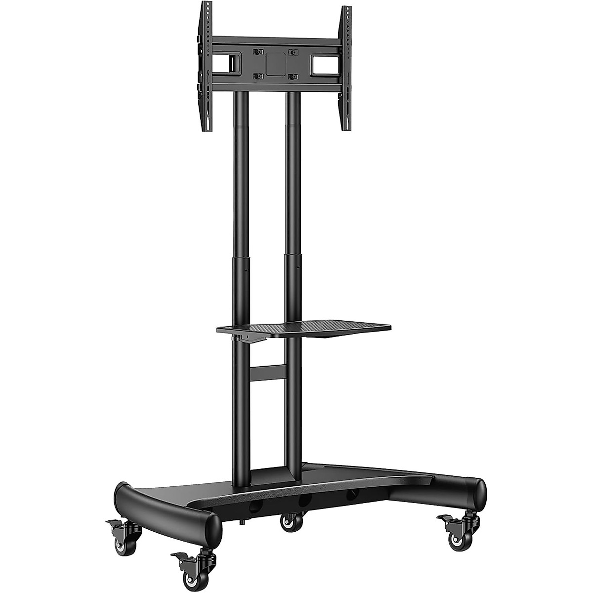 Mobile TV Cart for 32-75 Inch Flat/Curved LED/LCD/OLED TVs Rolling TV Stand with Height Adjustable Shelf Max VESA 600x400mm up to 100lbs-Outdoor TV Stand Trolley with Wheels- PGTVMC05