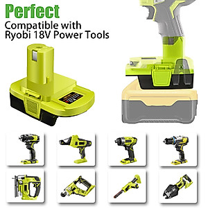 DM18RL Battery Adapter for Dewalt & for Milwaukee to for Ryobi Battery Adapter, Convert for Dewalt 20V Llithium Battery to for Ryobi Tool 18V P105 P107 P108 Battery with 5V 2.1A USB Charge