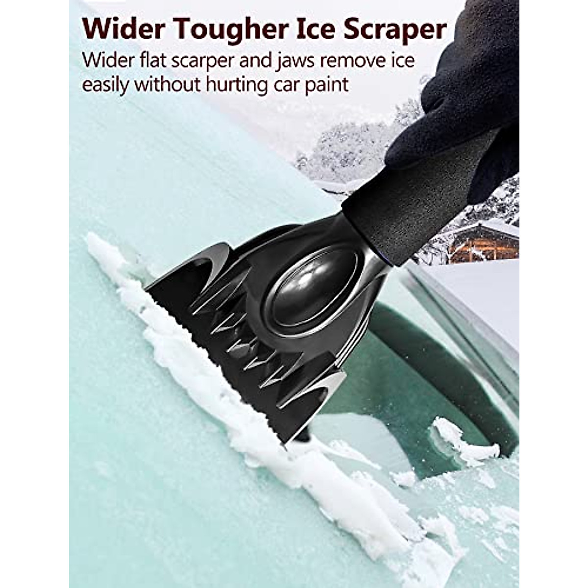 auccutro 44'' Snow Brush Ice Scraper for Car Windshield, Extendable Snow Removal Tool Car Brush with Comfortable Foam Grip and Sturdy Aluminum Handle for Car, Truck, SUV