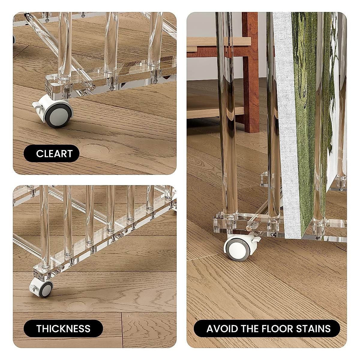 Sumerflos Acrylic Art Storage Rack with Caster Wheels - Clear Canvas Storage Rack for Artwork, Panel, Frame, Drawing Board, Printed Matter, Paper Pad, Backing Plate (13.78" D X 23.03" W X 28.54" H)