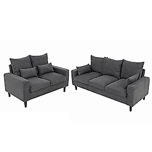 Panana 2 Seater & 3 Seater Fabric Corner Sofa Living Room Suite Set, Sofa Sets for Living Room, Grey