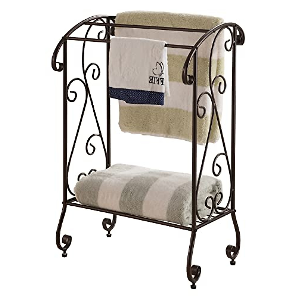 Kings Brand Furniture - Coffee Brown Metal Free Standing Towel Rack Stand with Shelf