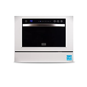 BLACK+DECKER BCD6W Compact Countertop Dishwasher, 6 Place Settings, White