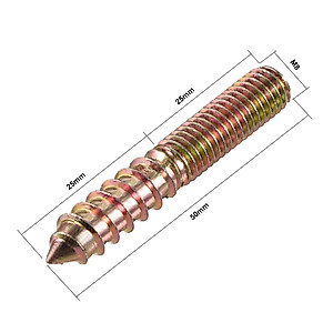 uxcell M8 Hanger Bolts Length 2"(50mm) Double Headed Bolts Self-Tapping Screw 8mm Wood Joint Furniture Legs 15pcs