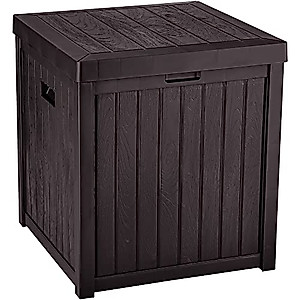 YITAHOME 51 Gallon Medium Deck Box,Outdoor Storage Container for Patio Cushions,Pool Supplies,Garden Tools,Weather, Resistant,Resin (Brown)