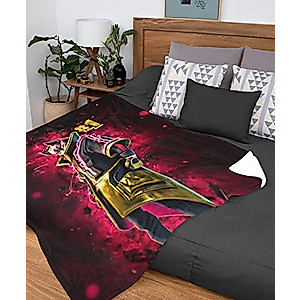 Game Role Style Blanket Throw for Couch, Super Soft Fuzzy Bedding Microfiber Fleece Blankets for Sofa Bed Traveling (Red,50"x40")