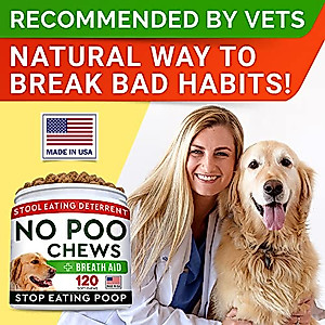 STRELLALAB No Poo Treats for Dogs - Coprophagia Stool Eating Deterrent - Digestive Enzymes - Gut Health & Immune Support - Stop Eating Poop - Bacon Flavor 120 Chews