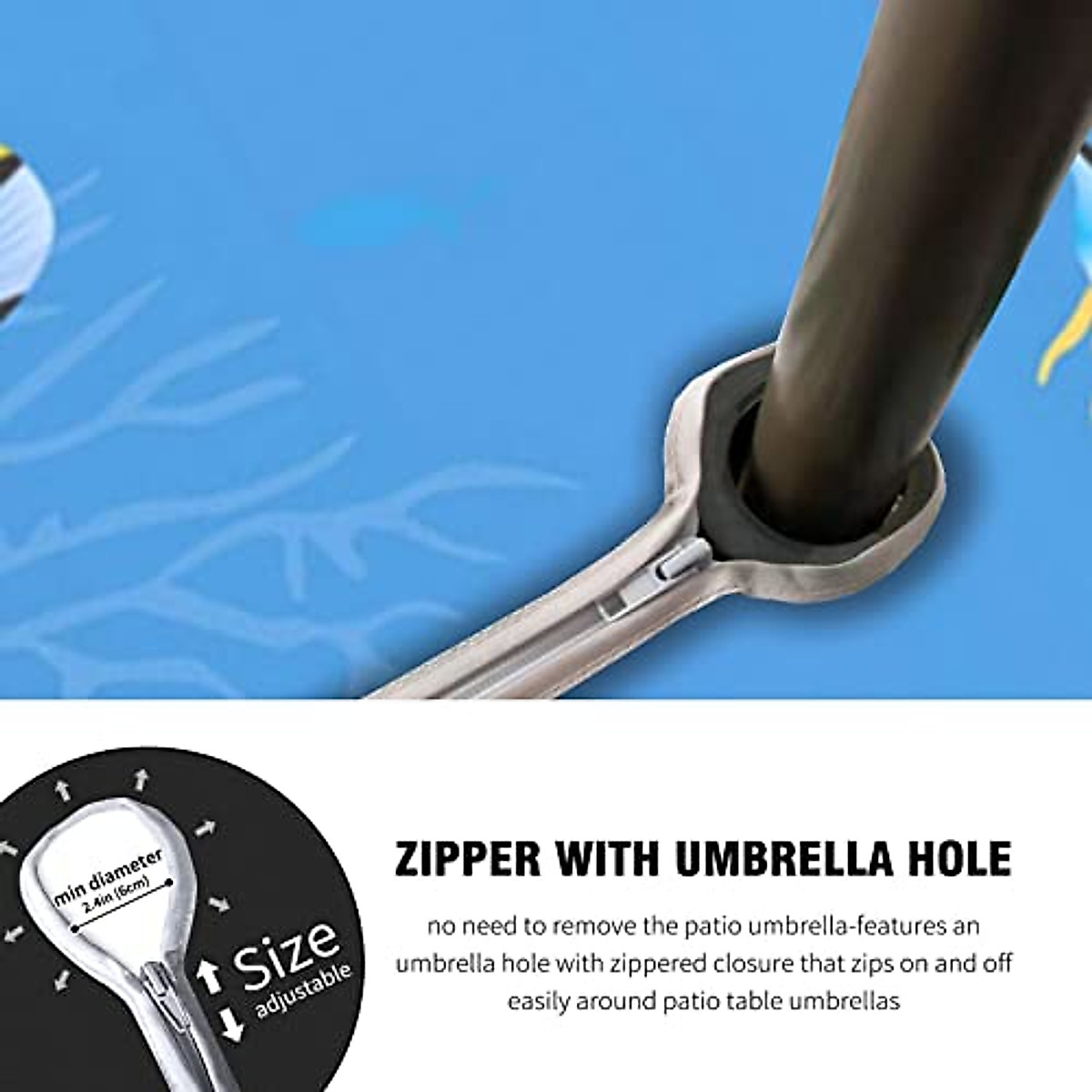 Lirduipu Aquarium Leaf Pattern Round Outdoor Tablecloth,Outdoor Round Tablecloth with Umbrella Hole - Water Resistant Spillproof,for Umbrella Table Patio Garden(72" Round,Multicolor)