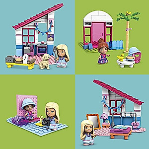 Mega Barbie Malibu Building Sets Bundle, 440 Bricks and Pieces with Fashion and Roleplay Accessories, 7 Micro-Dolls, 1 Puppy, 2 Birds and 2 Turtles, Toy Gift Set for Ages 4 and up
