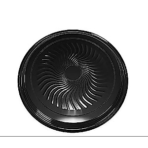 Heavy Duty, Recyclable Serving Tray with High Dome Lid, Black Plastic Party Platters Clear Lids. Elegant Round Banquet or Catering Trays for Serving Appetizers, Sandwich and Veggie Plates, 12” Round