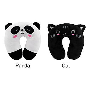 JIANWEI Travel Pillow, Portable and Comfortable Neck Support Pillow with an Eye Mas-k, Rest Neck Support Cushion with Animal Pattern Super Travel Partner(Panda,)