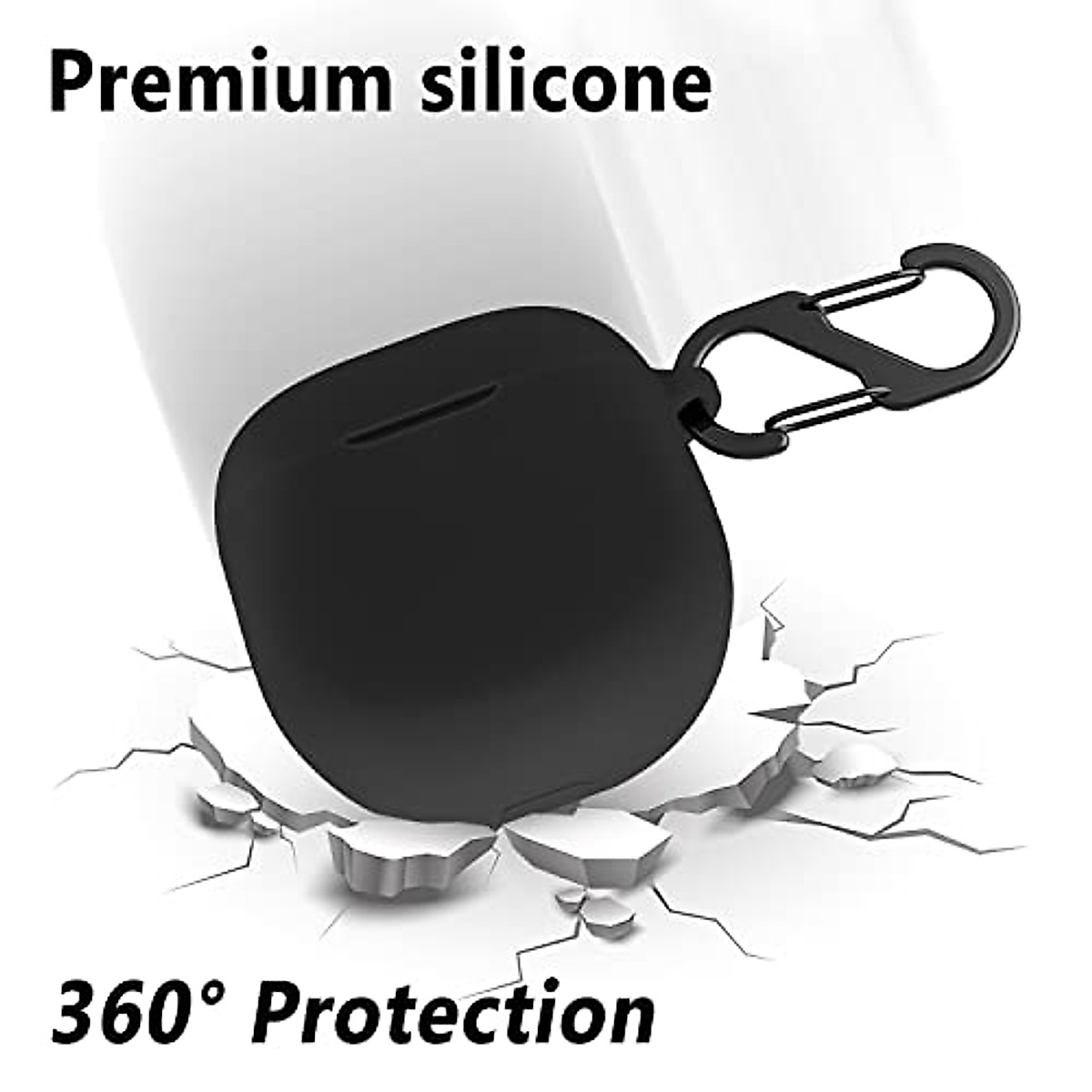 Geiomoo Silicone Case Compatible with Bose QuietComfort Earbuds II, Protective Cover with Carabiner (Black)