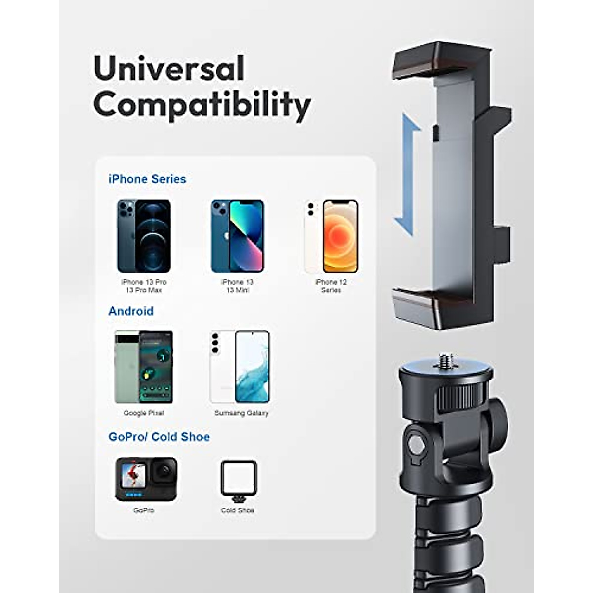 𝗡𝗲𝘄𝗲𝘀𝘁 60'' iPhone Tripod Stand, TODI Selfie Stick Tripod with Remote, Upgraded Cellphone Tripod & Gym Tripod for iPhone Compatible with iPhone 14 13 12 11 Pro Max/Samsung/GoPro/Webcam