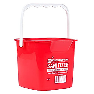 Restaurantware Clean 3 Quart Cleaning Bucket, 1 Detergent Square Bucket - With Measurements, Built-In Spout & Handle, Red Plastic Utility Bucket, For Home Or Commercial Use