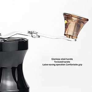 Elvaesther Ceramic Coffee Mill, Mini Coffee Bean Grinder, Household Manual Coffee Grinder 9 Levels Adjustable Mini Portable Washable Stainless Steel Coffee Mill Black