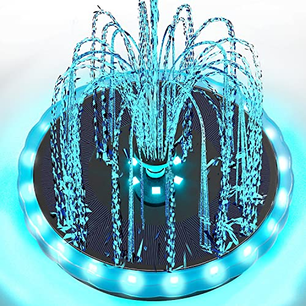 Yzert Solar Fountain Matte Panel with 4000 Capacity Battery, 4W Floating Solar Bird Bath Fountains with 8 Nozzles & 4 Fixed Rods, Solar Fountain Pump for Bird Bath,Garden, Pond, Outdoor