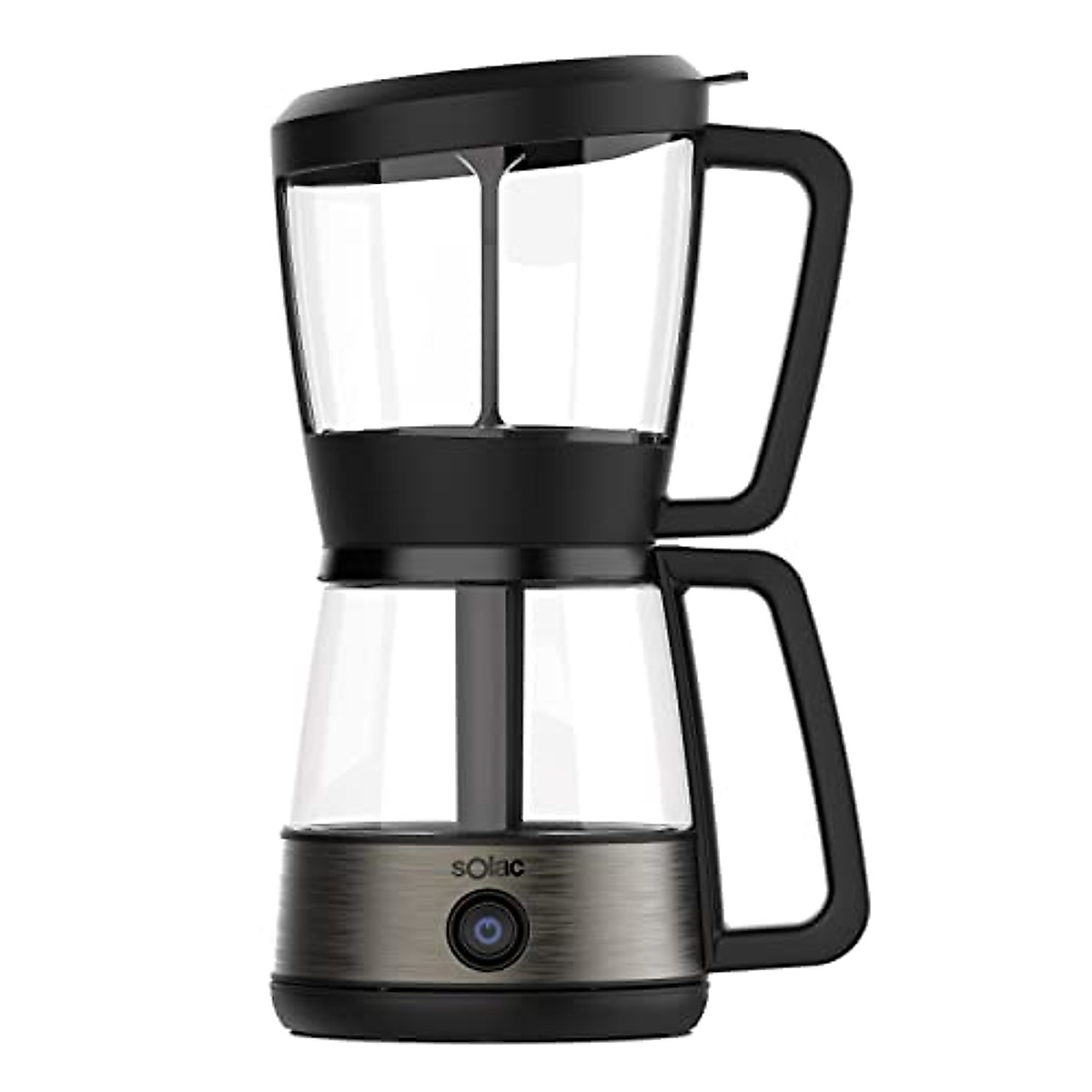 Solac SIPHON BREWER 3-in-1 Vacuum Coffee Maker, Tea Brewer & Water Boiler, Brushed Stainless Steel and Black, 30 oz