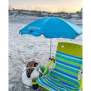 AMMSUN Chair Umbrella with Universal Clamp 43 inches UPF 50+,Portable Clamp on Patio / Beach Chair,Stroller,Sport chair,Wheelchair and Wagon,Bright Blue