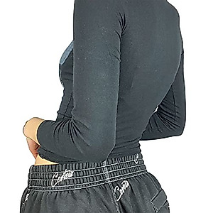 Womens Face Portrait Print Crop Top Y2K E-Girls 90s Long Sleeve Shirt Graphic Print Slim Fit Blouse Tops(C-Black Print top,S)