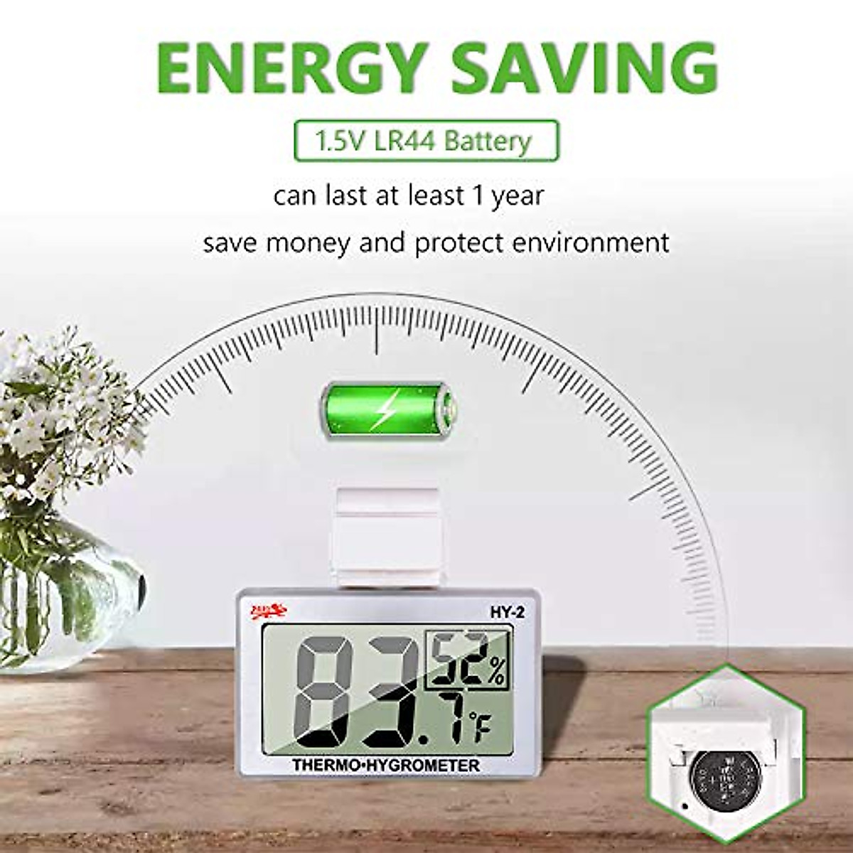 Reptile Thermometer Hygrometer LCD Digital Humidity Gauge, Worked with Reptile Heat Pad to Monitor Temperature & Humidity in Reptile Terrarium, Perfect for Turtle/Snake/Lizard/Frog/Spider/Plant Box