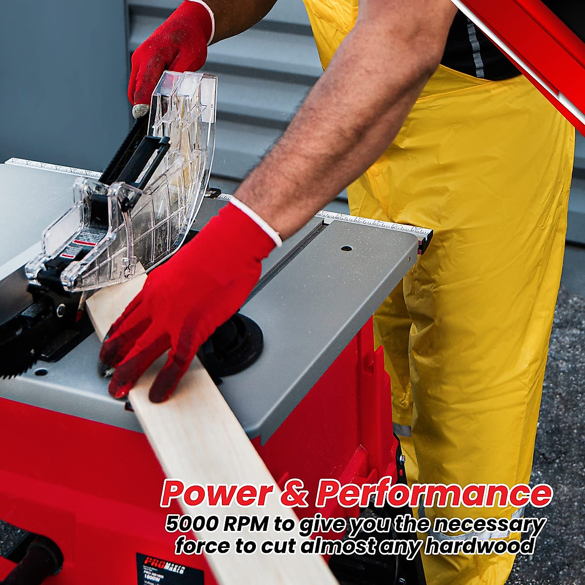 PROMAKER Table Saw, 10-inch 15.5-Amp 5000RPM 1800W, Benchtop Table Saw, from 0-45º up to 0º-90º Bevel cut. Table saw 10 inch with metal stand for woodworking including a Saw Blade. PRO-SB1800