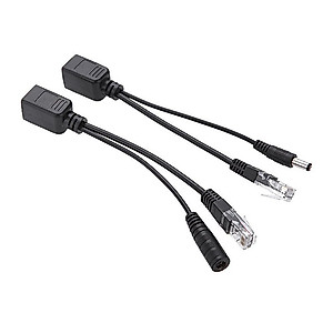 BeElion 4Pairs Passive PoE Injector and Splitter Kit with 5.5x2.1 mm DC Powerline Adapter Connector for IP Security Camera 10/100Mbps Network