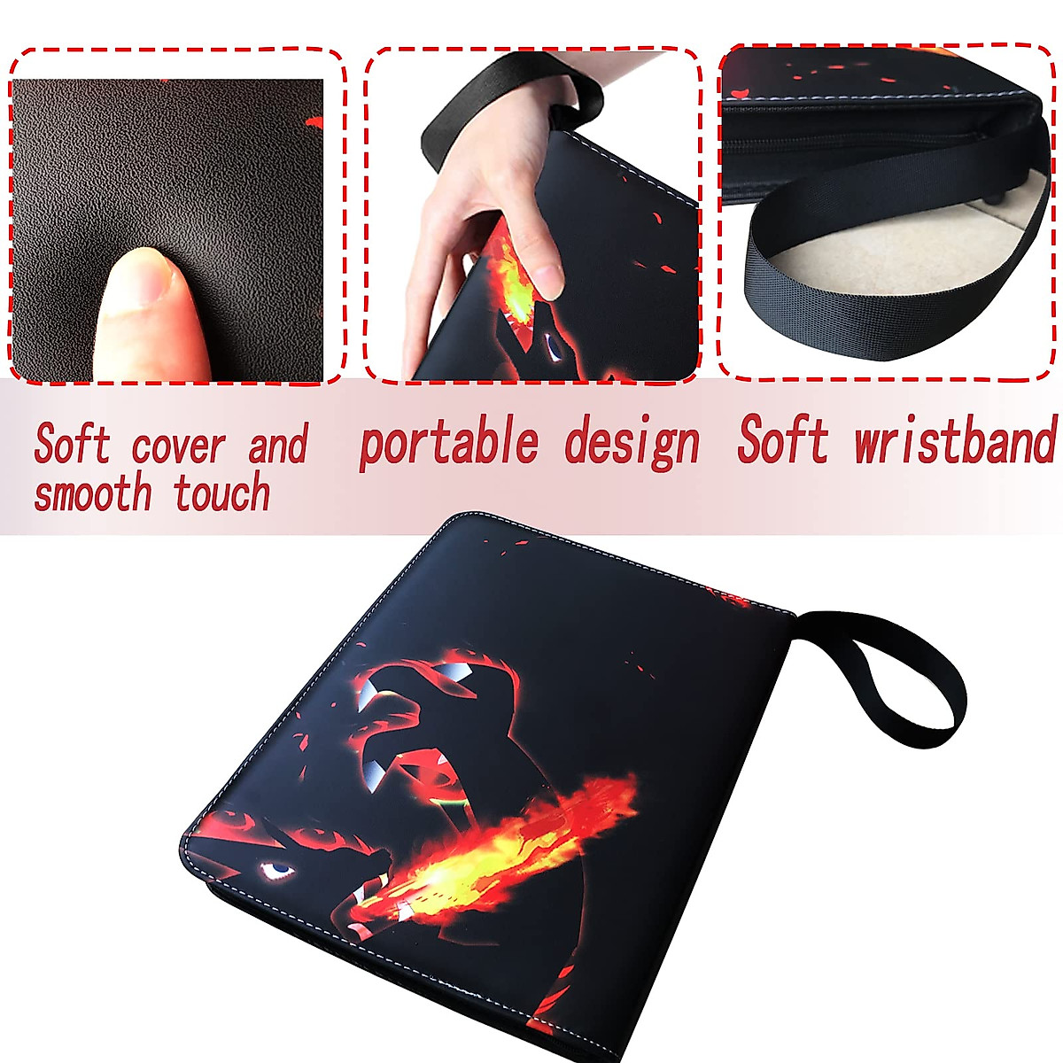 Card Binder for Trading Cards, 9-Pocket Trading Card Binder Fits 900 Cards with 50 Removable Sleeves