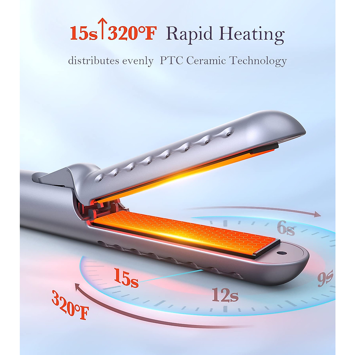 360° Airflow Hair Curling Flat Iron, 2 in 1Hair Curler & Straightener for All Styles, with 15S PTC Fast Heat-Up, 3D Floating Plate & 48 Tiny Ionic Air Vents for Better Maintain Your Look