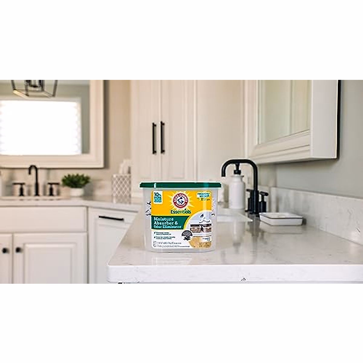 Arm & Hammer Essentials Disposable Moisture Absorber and Odor Eliminator Tub, Fragrance Free, 1 lb., 3-Pack, Attracts and Traps Excess Moisture, Ideal Closet Dehumidifier