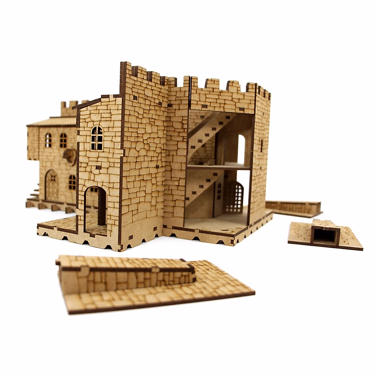 TowerRex Bastion Tower Wall D&D Terrain Barrack Garrison Buildings - DND Accessories for Dungeons & Dragons, Pathfinder, Warhammer, Tabletop Battle Map, Wargaming Terrain for 28mm 32mm Miniatures