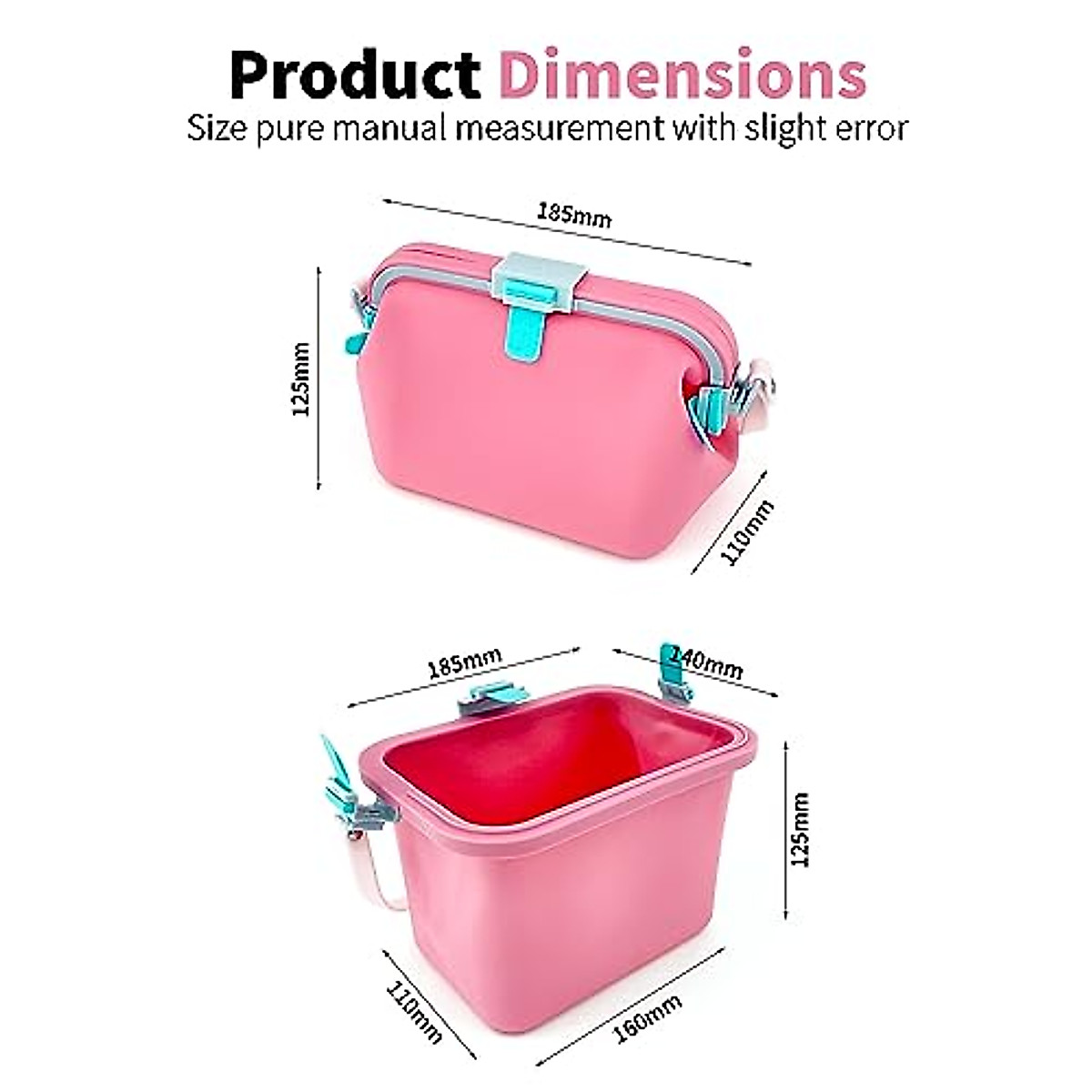 Reusable Silicone Storage Container Bag, Food Grade Silicone BPA Free Microwavable Refrigerated Non Odors, Lunch Box, Carry-on Bag,Makeup Bag (2037C Pink Red)