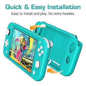 MoKo Case Compatible with Nintendo Switch Lite Console - Turquoise, Protective Silicone Cover, Shock Absorption, Anti Scratch, Easy Installation, Precise Cutouts
