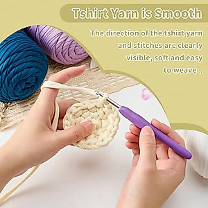 Comtest T-Shirt Yarn Knitting Yarn for DIY Bag Blanket Cushion Handmade Crochet Elastic Fabric Yarn 0.88Lb Milk White