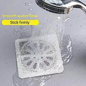 20 Pack Disposable Shower Drain Hair Catcher, 4" X 4" Floor Drain Sticker, 2024 New Drain Cover Hair Catcher for Bathroom Laundry Bathtub Kitchen Drain Pipe Mesh Stickers