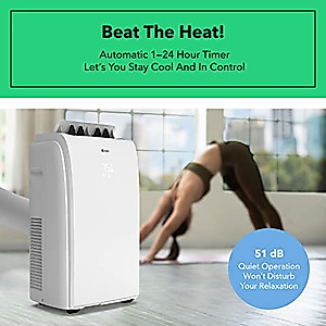 Vremi 10000 BTU Portable Air Conditioner - Easy to Move AC Unit for Rooms up to 250 Sq Ft - with Powerful Cooling Fan, Reusable Filter, Auto Shut Off (6250 BTU New DOE)