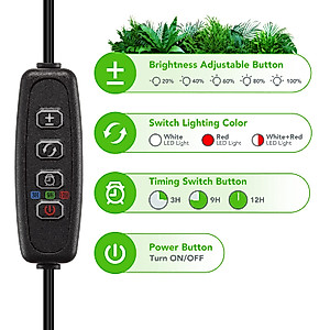 GROWSTAR Plant Lights for Indoor Growing, Full Spectrum 2 Heads Clip Grow Lamps with 10 Feet Cables for Seeding Blooming and Fruiting(2 Pack)