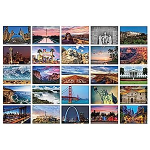 Better Office Products 50 Pack Travel Postcards, Famous US Landmarks and Historical Sites, High Gloss Photo Post Cards, 4 x 6 inch, 25 Amazing Photos of National Landmarks