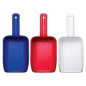 Remco 3 pk Color-Coded Plastic Hand Scoop - BPA-Free, Food-Safe Scooper, Commercial Grade Utensils, Restaurant and Food Service Supplies, Large 32 Ounce Size, Red/White/Blue