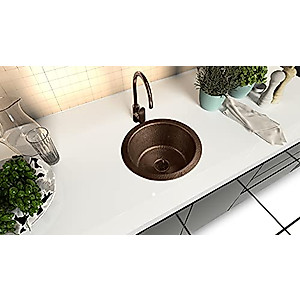 Monarch Abode 17096 Pure Copper Hand Hammered Essex Dual Mount Bar Prep Sink (12 inches)